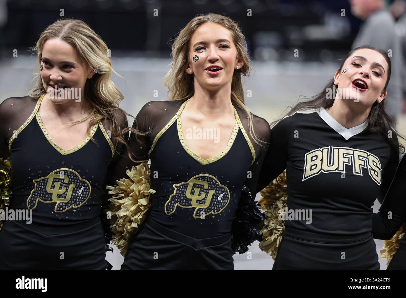 KANSAS CITY, MO - MARCH 11: Colorado Buffaloes cheerleaders celebrate a ...