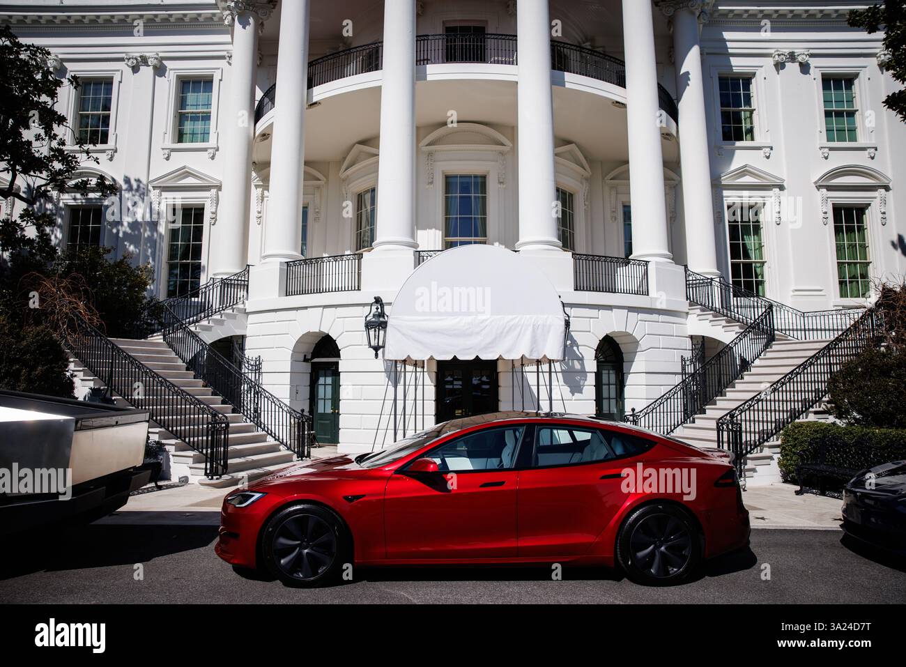 Washington, United States. 11th Mar, 2025. A Tesla Model S is parked ...