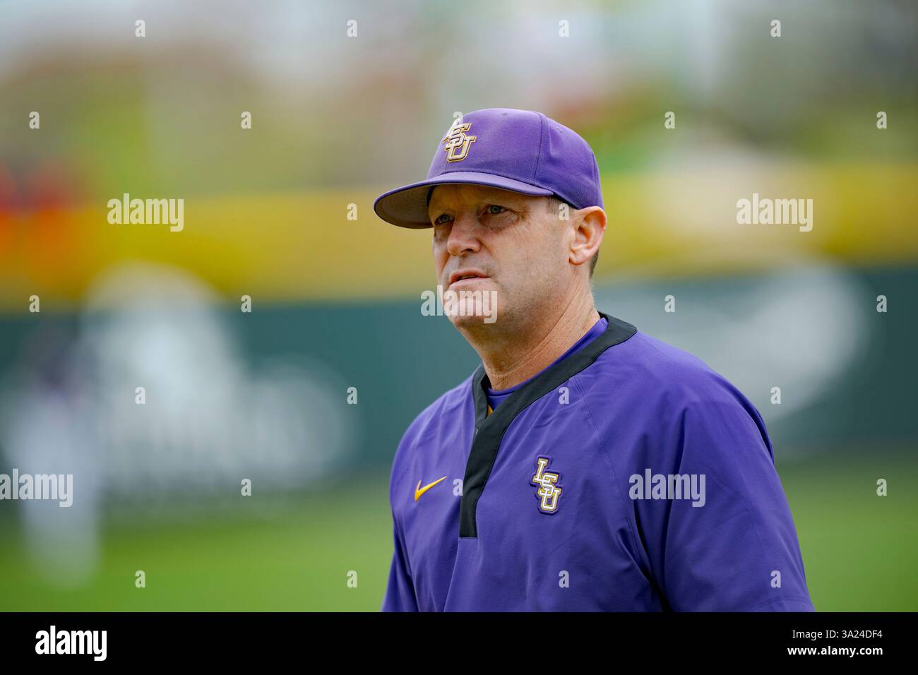 LSU head coach Jay Johnson walks around the diamond during an NCAA ...