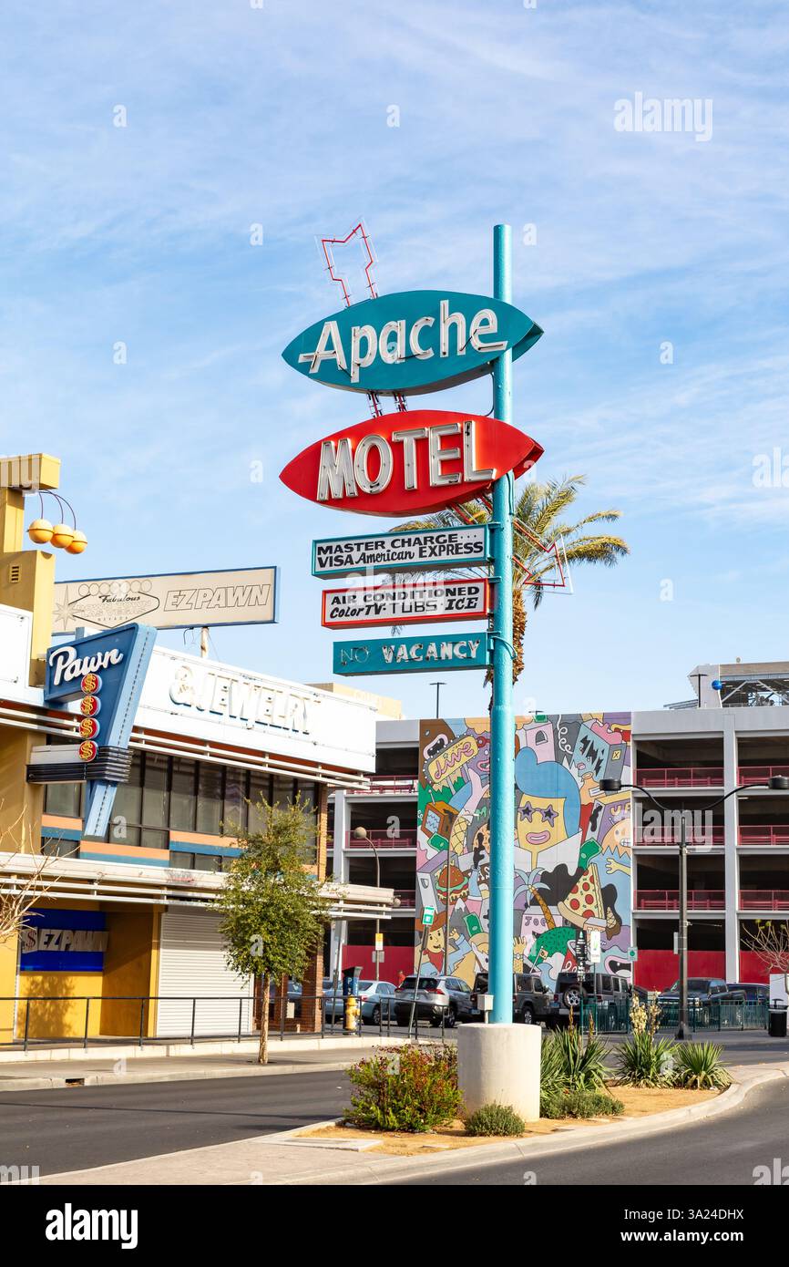 Las Vegas, Nevada, USA - March 2nd 2025 - Vintage neon sign for the ...