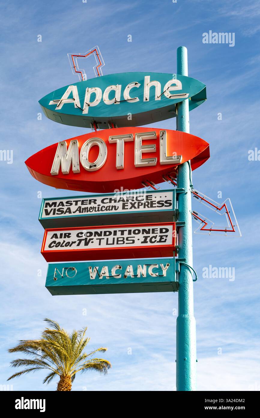 Las Vegas, Nevada, USA - March 2nd 2025 - Vintage neon sign for the ...