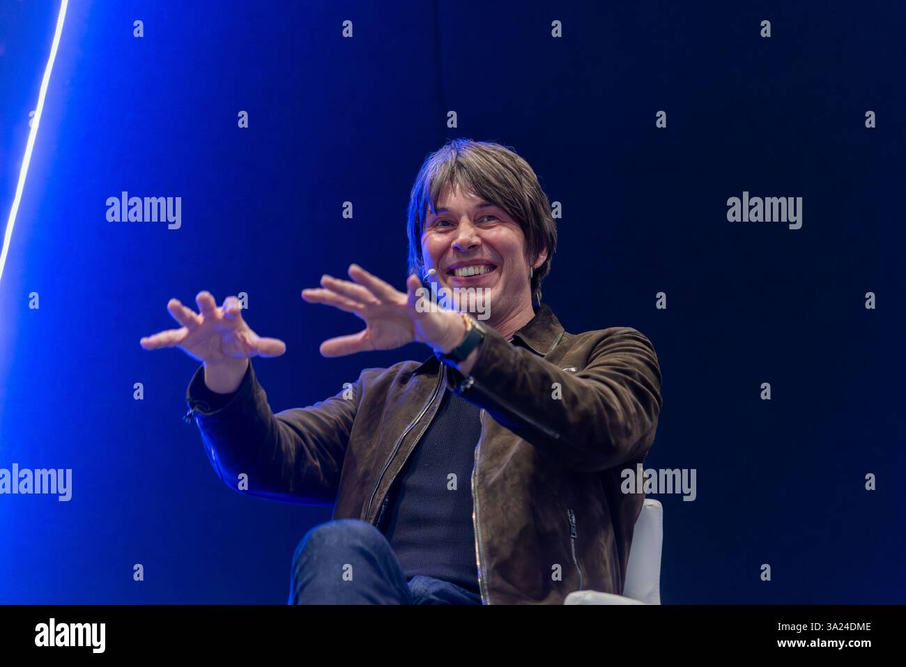Physicist Brian Cox speaking at Space-Comm Expo 2025, space industry ...