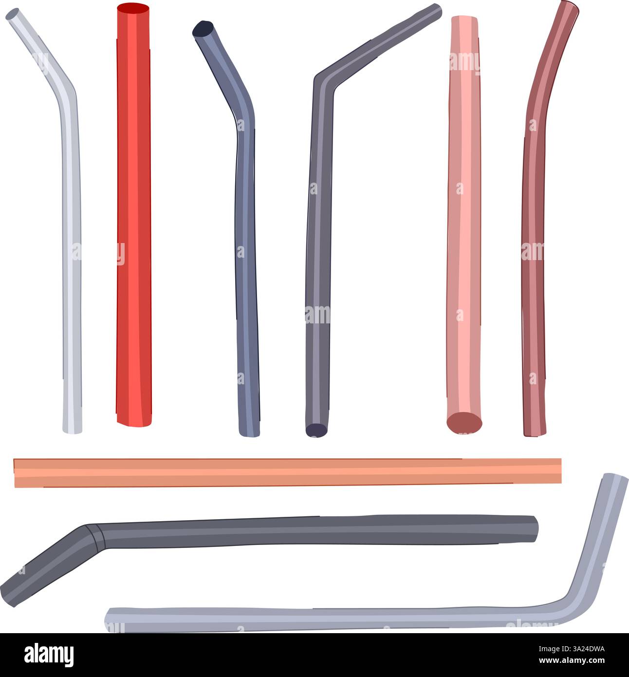 stainless steel straw set cartoon vector illustration Stock Vector ...