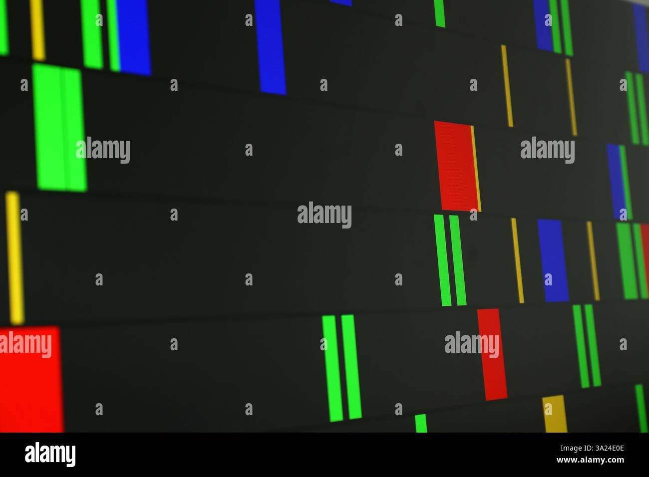 DNA analysis. Data with genetic information as background, closeup ...