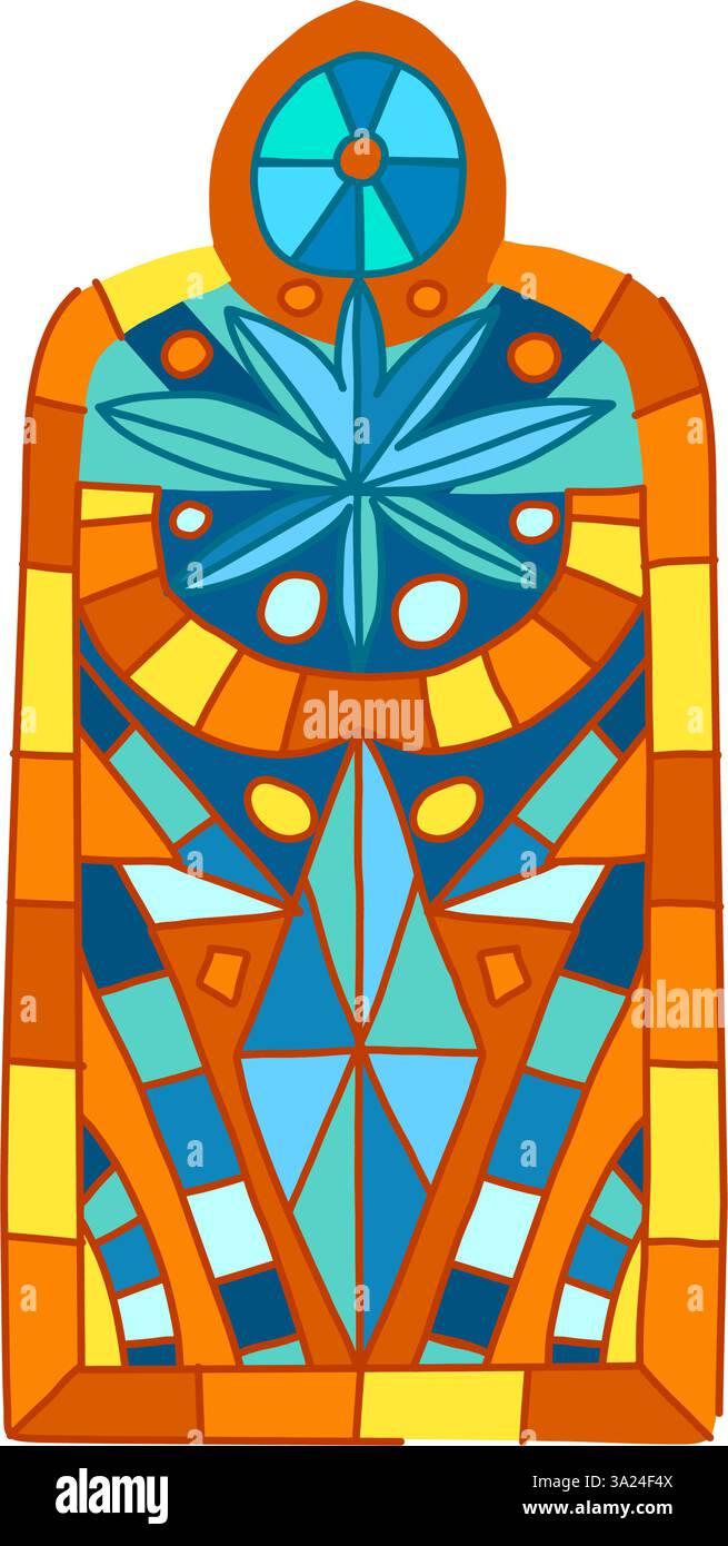 cathedral stained glass cartoon vector illustration Stock Vector Image ...