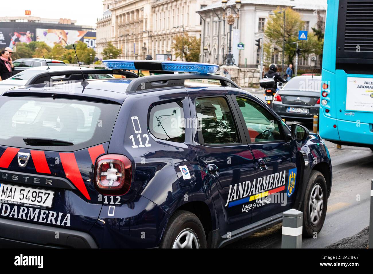 Gendarmerie (Jandarmeria) unit cars, military police, Romanian special ...