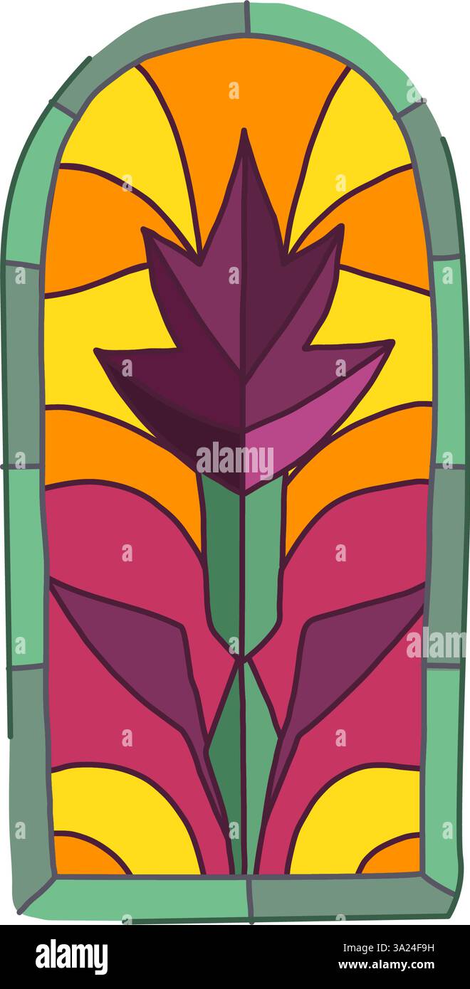 craft stained glass cartoon vector illustration Stock Vector Image ...