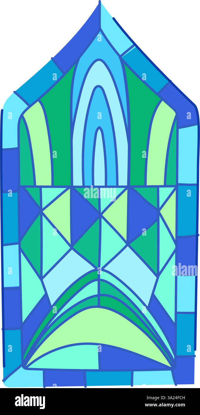 church stained glass cartoon vector illustration Stock Vector Image ...