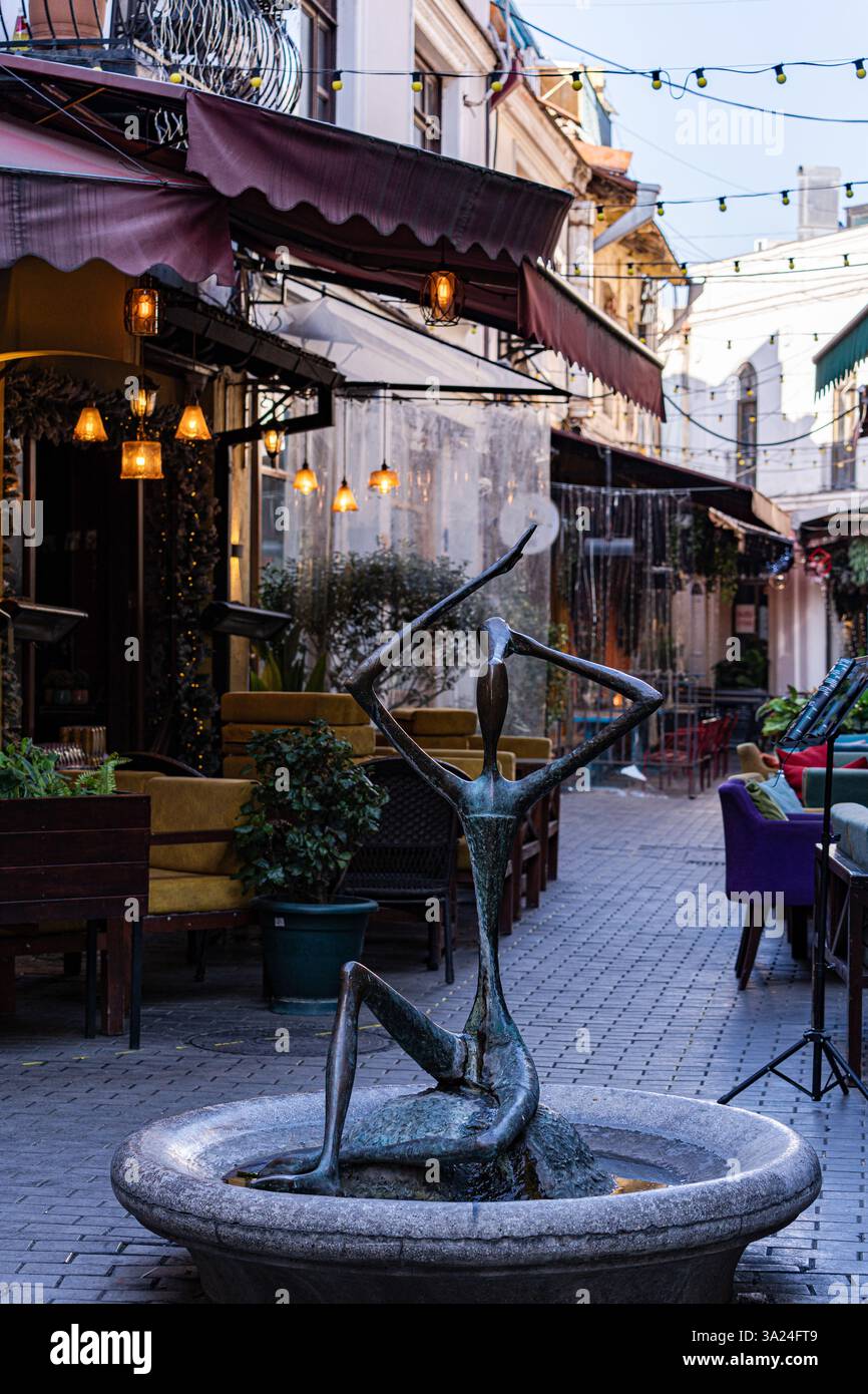 Famous spring in Old Tbilisi Shardeni street with walking space and ...