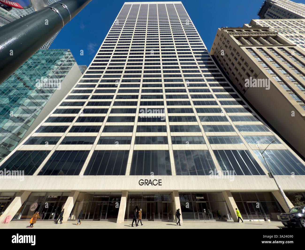 W.R. Grace Building, exterior view of concave slope, West 42nd Street ...