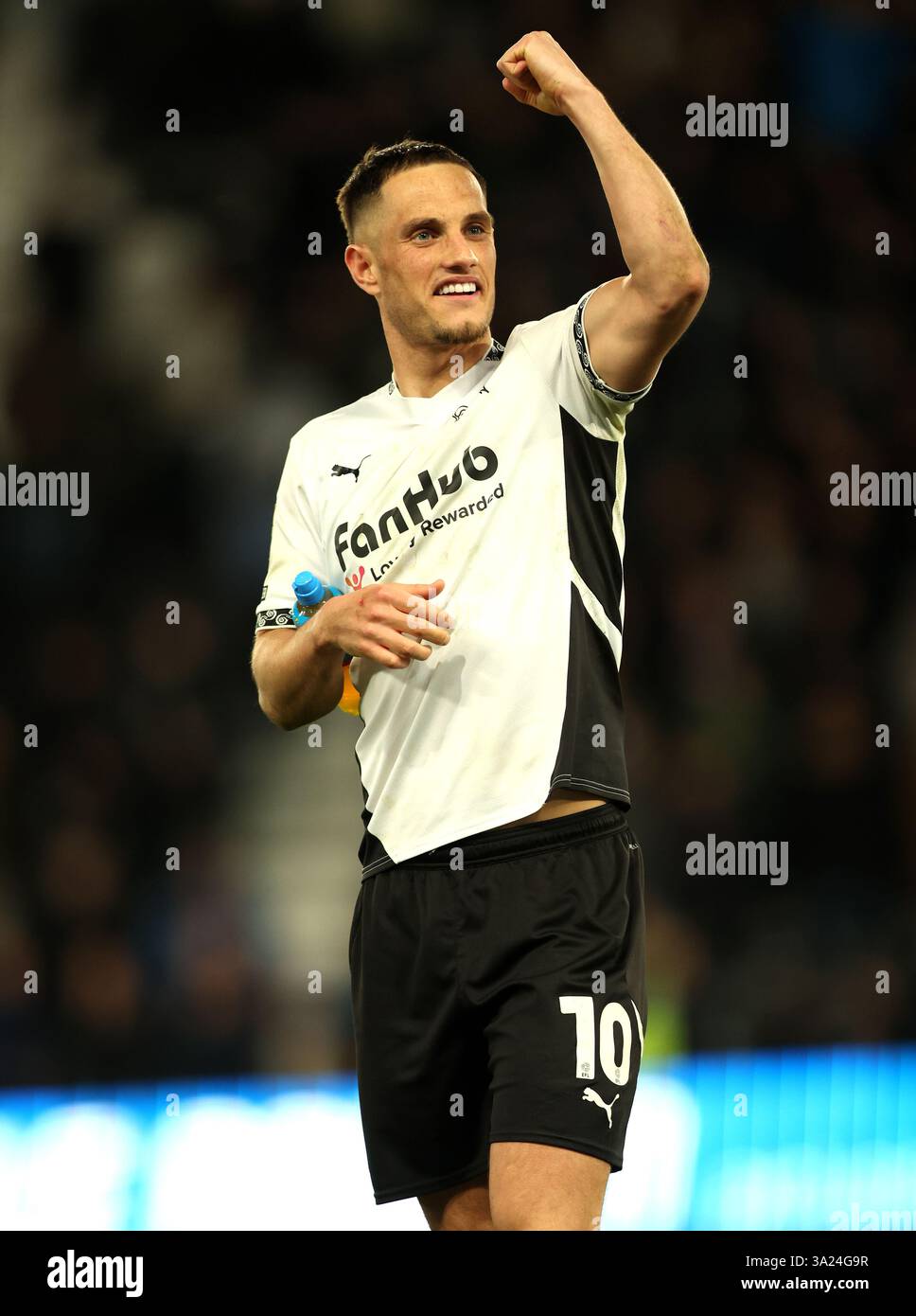 Derby County's Jerry Yates celebrates after the final whistle in the ...