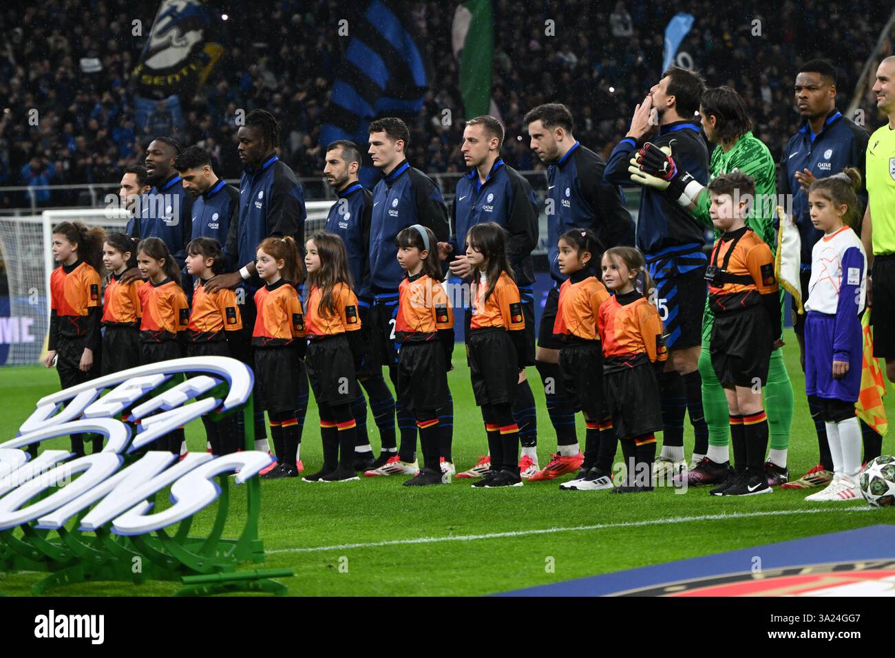 Lineup of FC Inter during the UEFA Champions League round of 16 second leg match between Inter ...