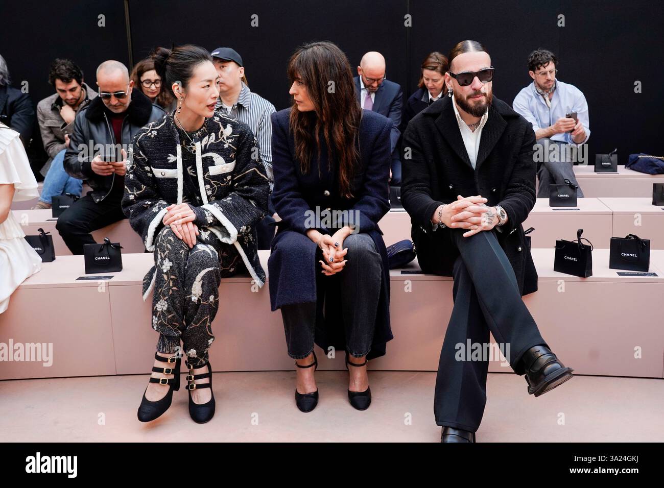 French rapper SCH on the right is seen attending the Chanel Ready to ...