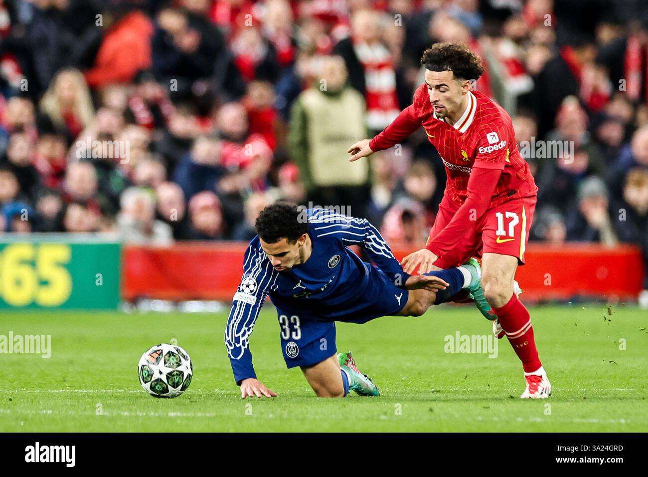 Liverpool, UK. 11th Mar, 2025. Warren Zaire-Emery of Paris Saint ...