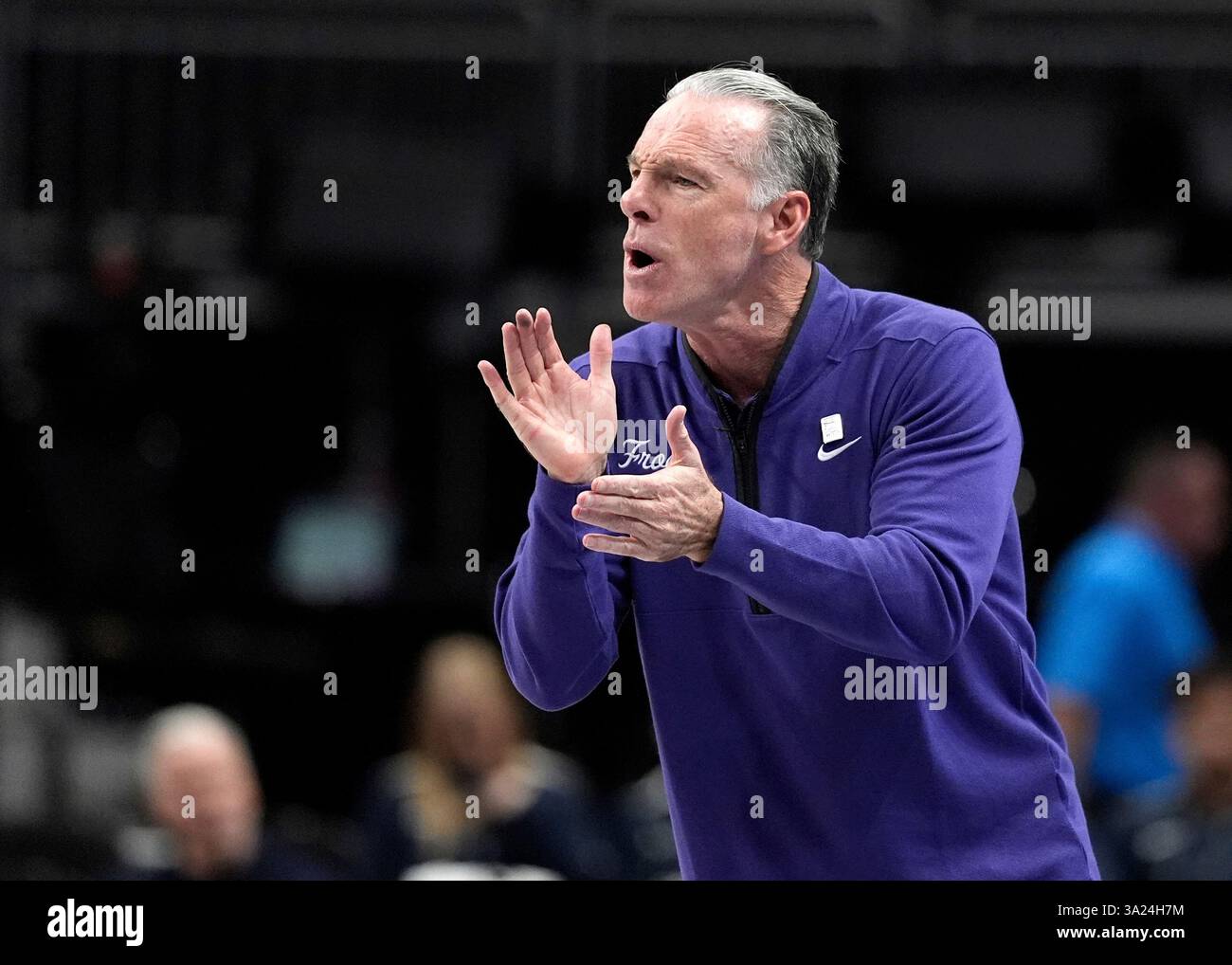 MAR 11 2025: TCU Coach Jamie Dixon exhorts his team against Colorado in ...
