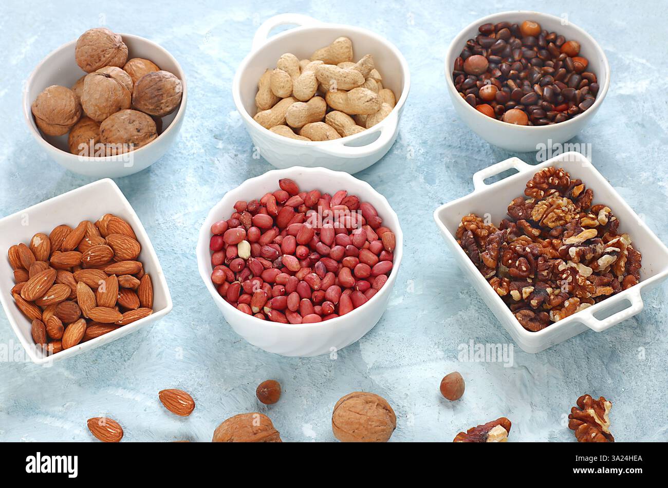 Assortment of different nuts, healthy natural food concept, almonds ...