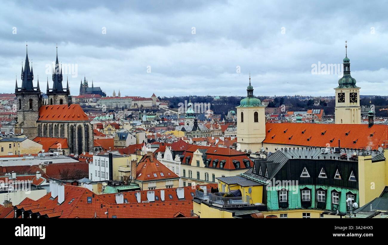 Stunning Panoramic view of the historical center of Prague with the ...