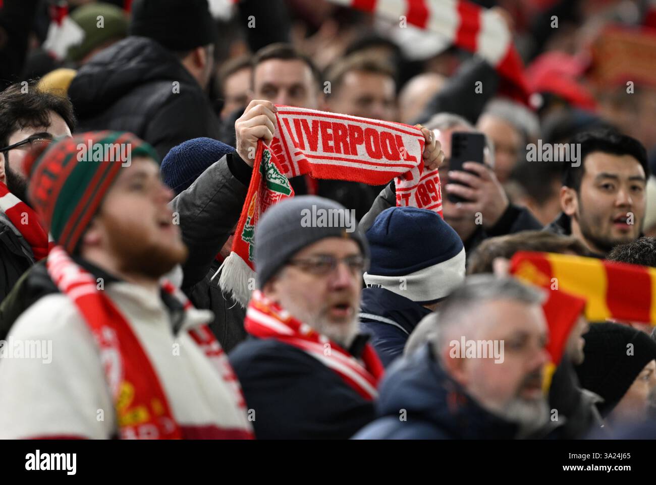 Liverpool, UK. 11th Mar, 2025. Liverpool fans during the UEFA Champions ...