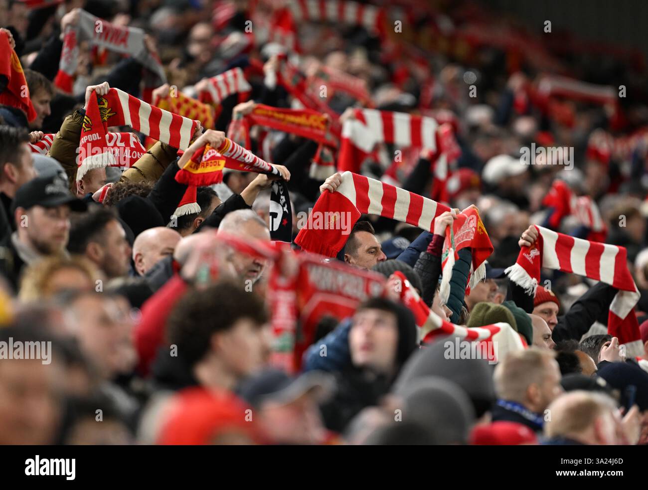 Liverpool, UK. 11th Mar, 2025. Liverpool fans during the UEFA Champions ...