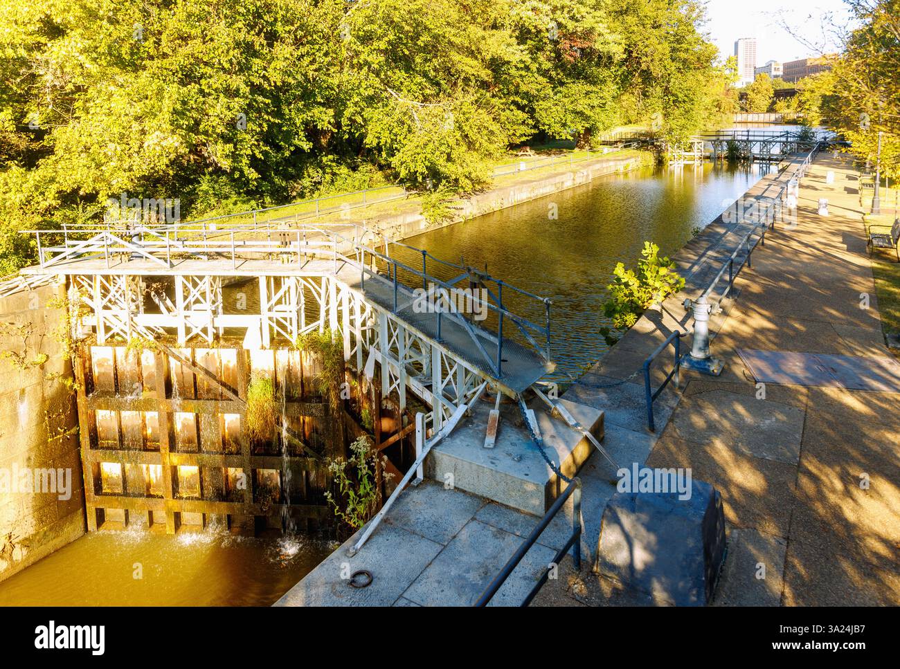 Great Ship Lock canal lock on the Riverfront Canal Walk on the Kanawha ...