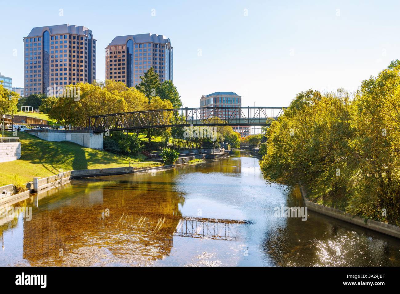 Riverfront Canal Walk on Haxall Canal overlooking Riverfront Plaza in ...