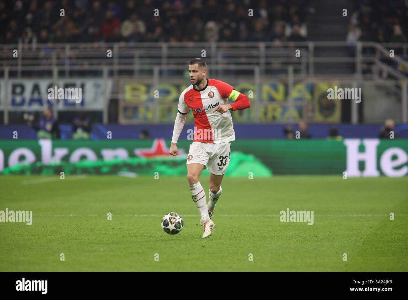 Milan, Italy. 11th Mar, 2025. David Hancko of Feyenoord Rotterdam ...