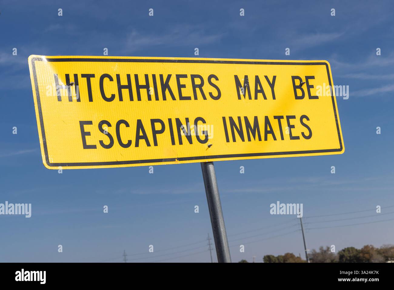 Childress, Texas, United States. Sign warning, 'Hitchhikers May Be ...