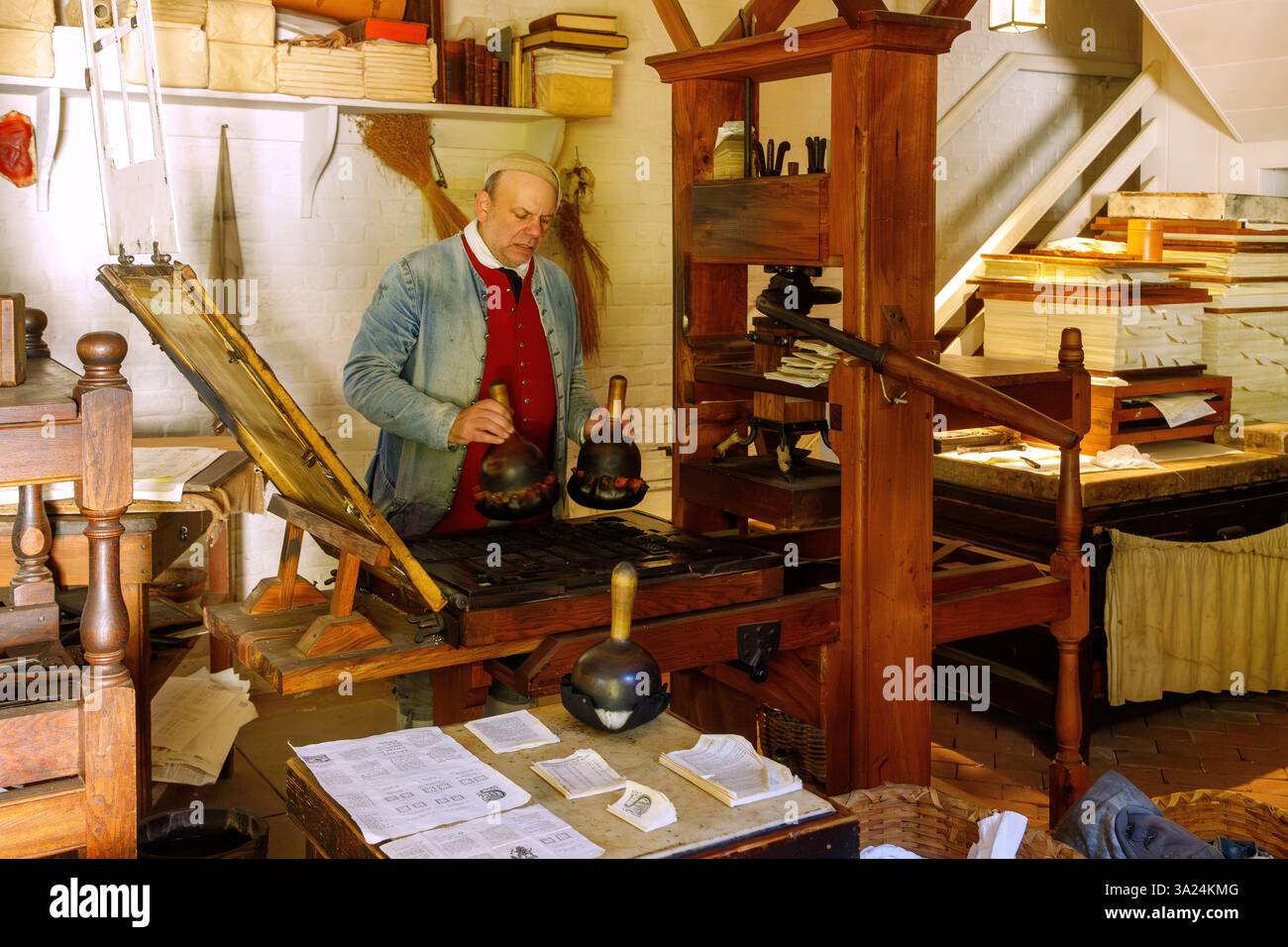 Printer (printing shop) in the Living History Museum Colonial ...