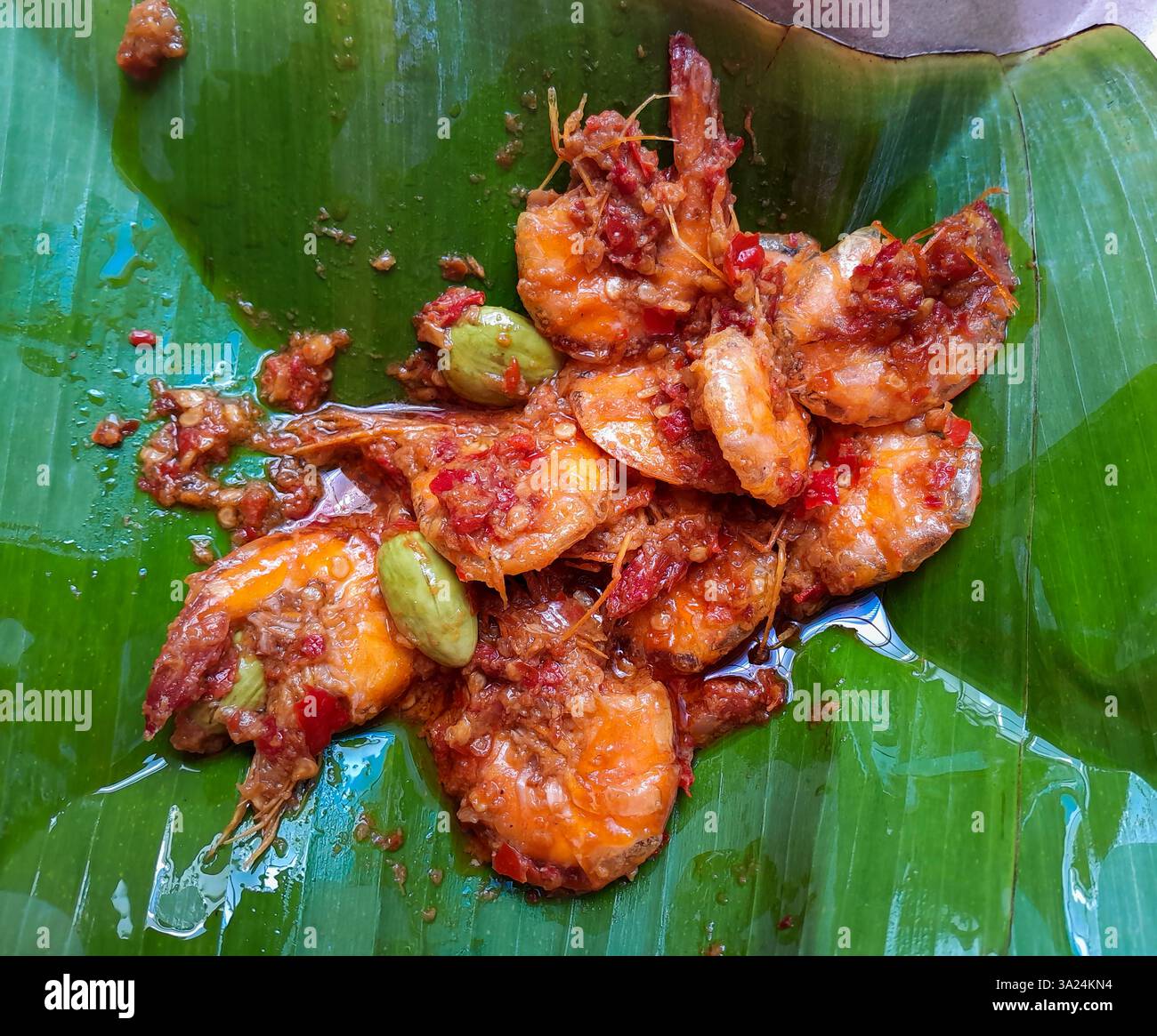 Indonesian West Sumatra nasi padang food - Udang Balado which is fried ...