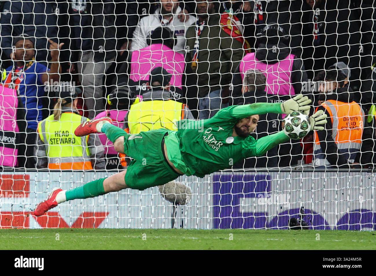LIVERPOOL, UK - 11th Mar 2025: Gianluigi Donnarumma of PSG saves the ...