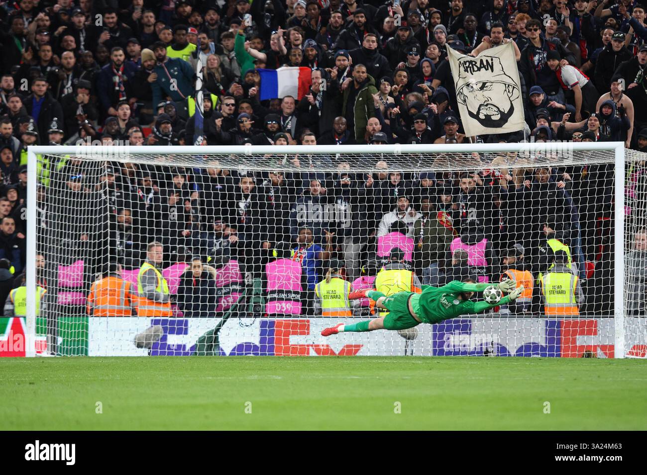 LIVERPOOL, UK - 11th Mar 2025: Gianluigi Donnarumma of PSG saves the ...