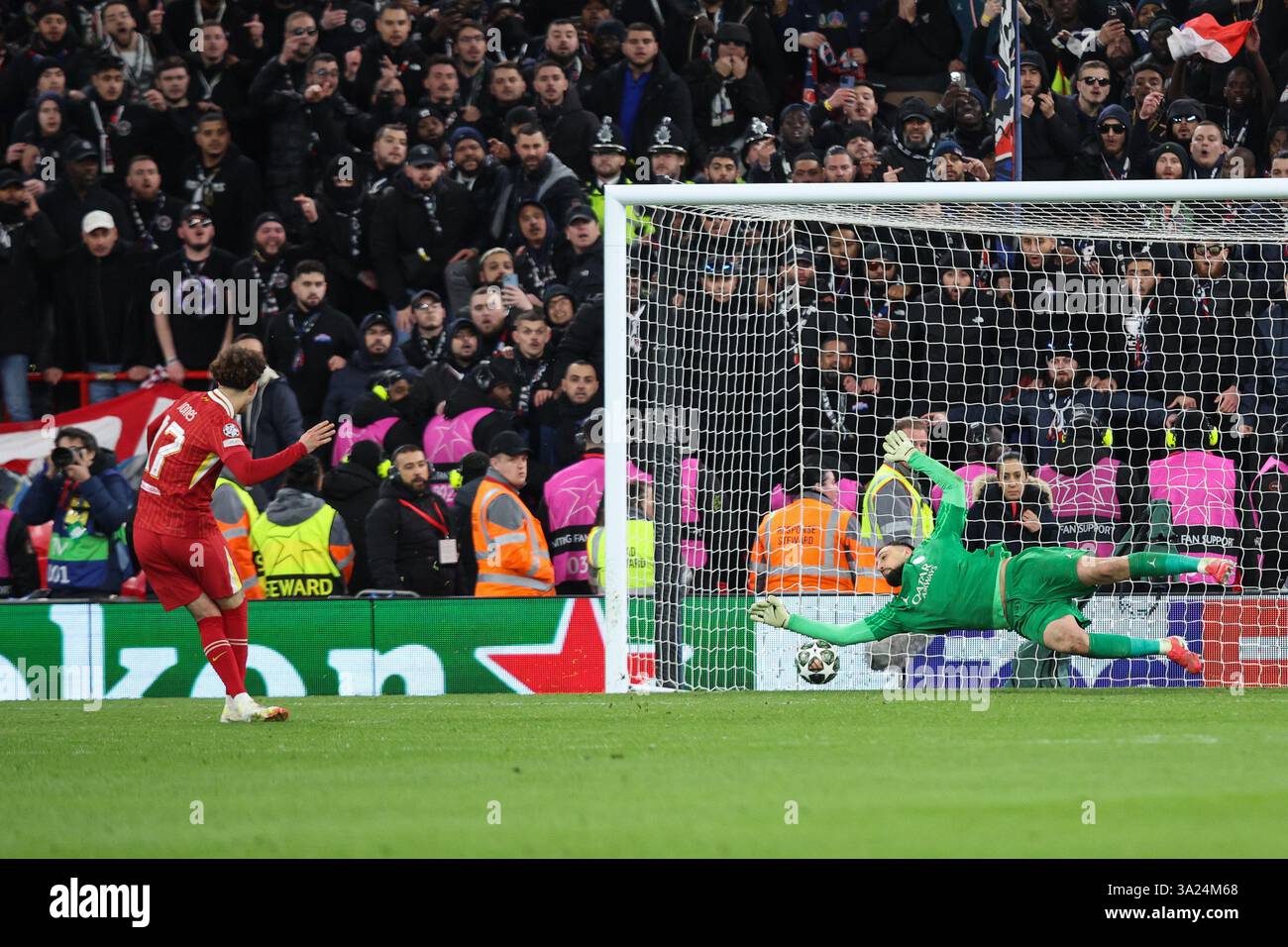 LIVERPOOL, UK - 11th Mar 2025: Gianluigi Donnarumma of PSG saves the ...
