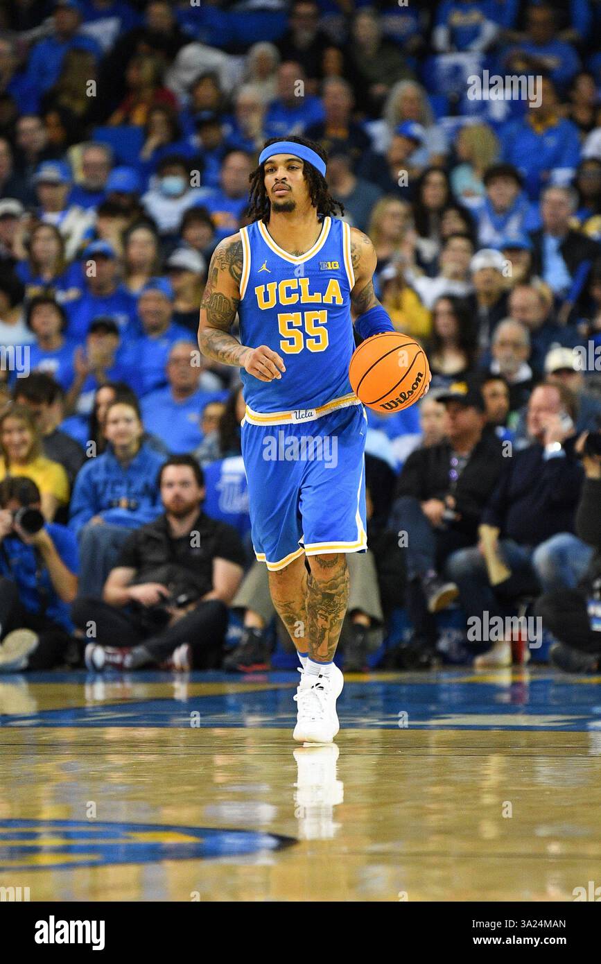 LOS ANGELES, CA - MARCH 08: UCLA Bruins guard Skyy Clark (55) dribbles ...