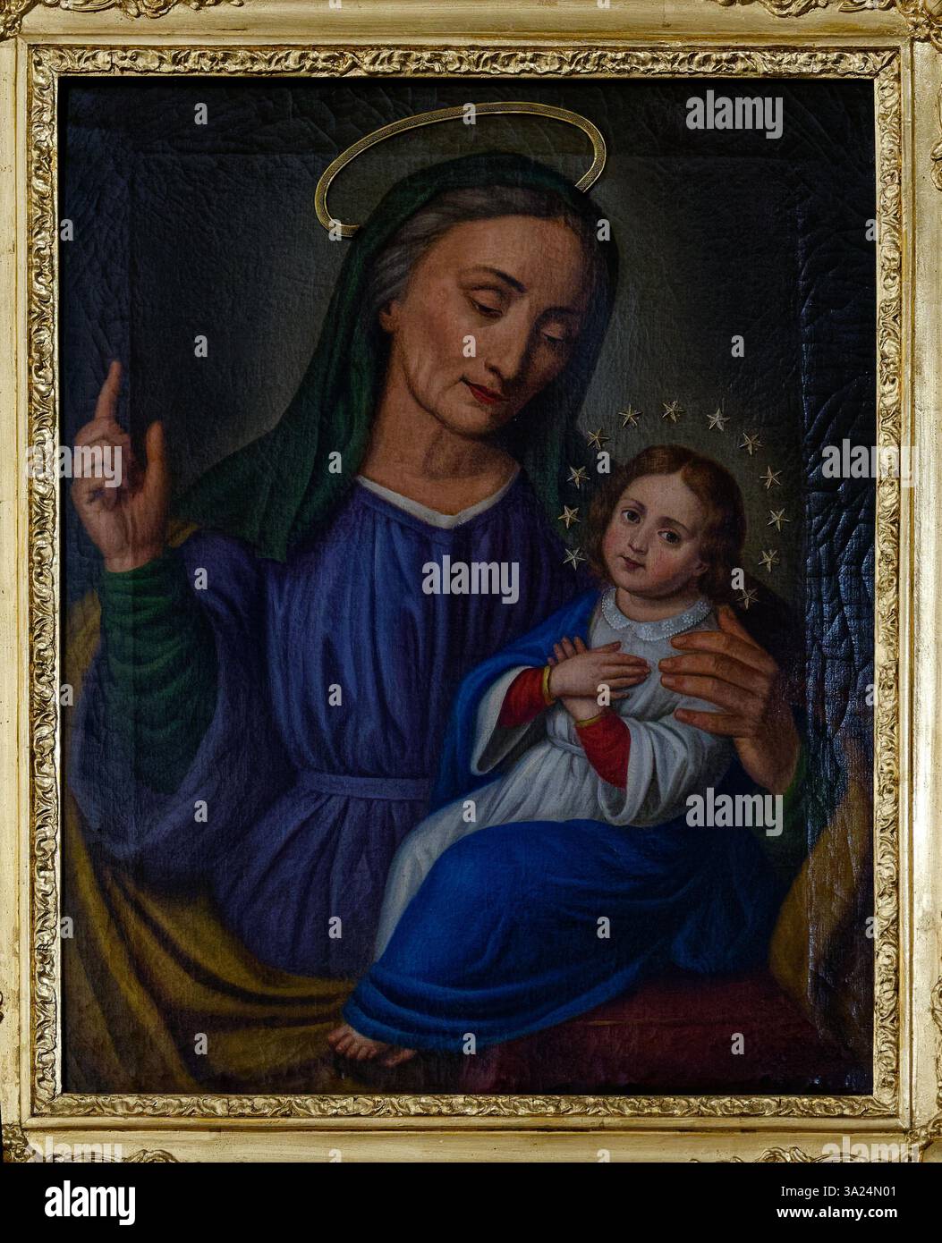 Naples, ITALY - 10-24-2024: Painting of Virgin Mary with her mother St ...