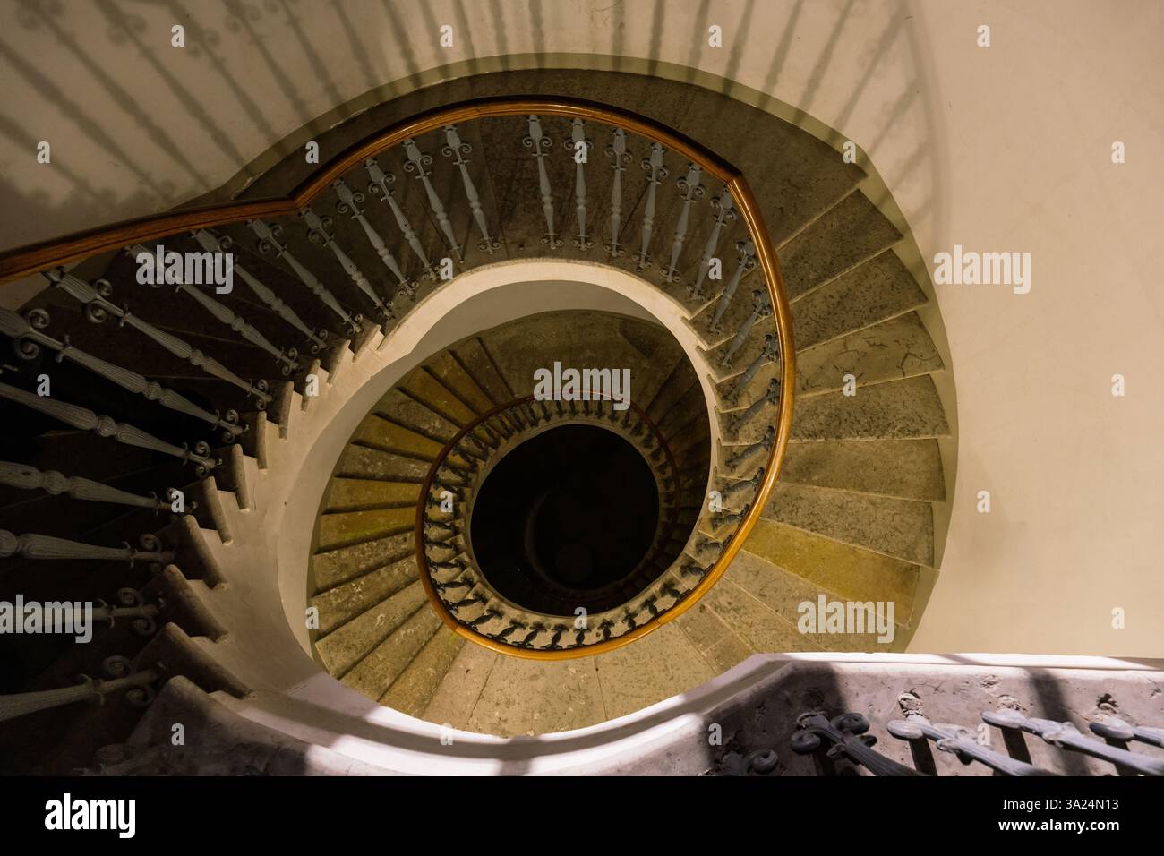 Old spiral staircase, upside view Stock Photo - Alamy