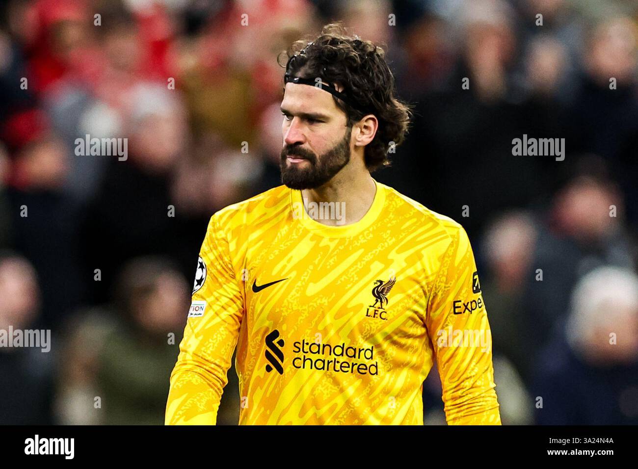 Alisson Becker of Liverpool looks dejected during the UEFA Champions ...