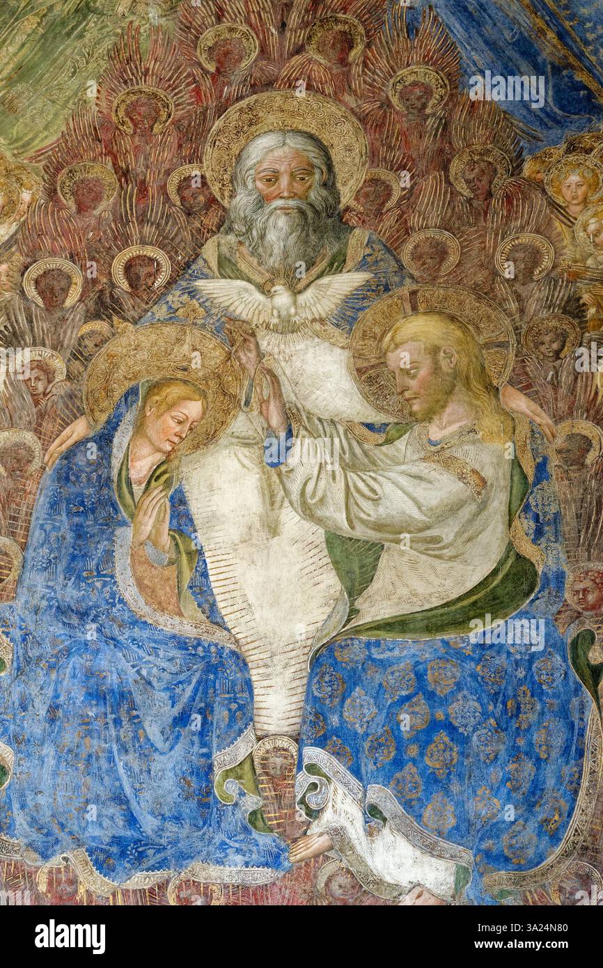 Naples, ITALY - 10-25-2024: Fresco (15th century) of the Virgin Mary ...