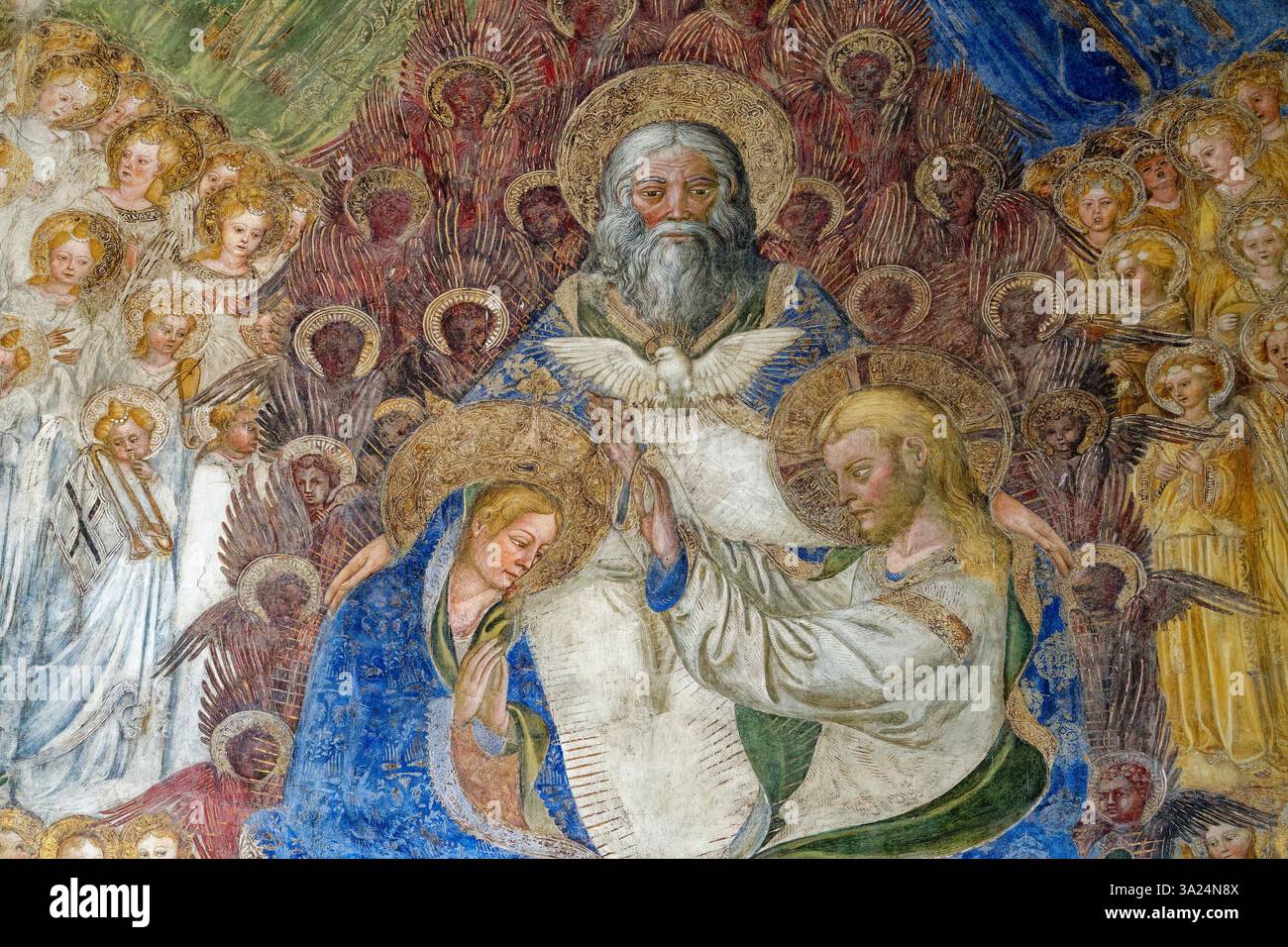 Naples, ITALY - 10-25-2024: Fresco (15th century) of the Virgin Mary ...