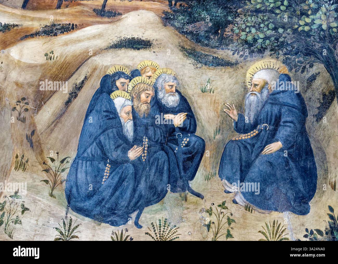 Naples, ITALY - 10-25-2024: Fresco (15th century) showing the daily ...