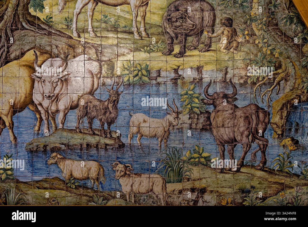 Anacapri, ITALY - 10-26-2024: Mosaic of animals living in paradise at ...