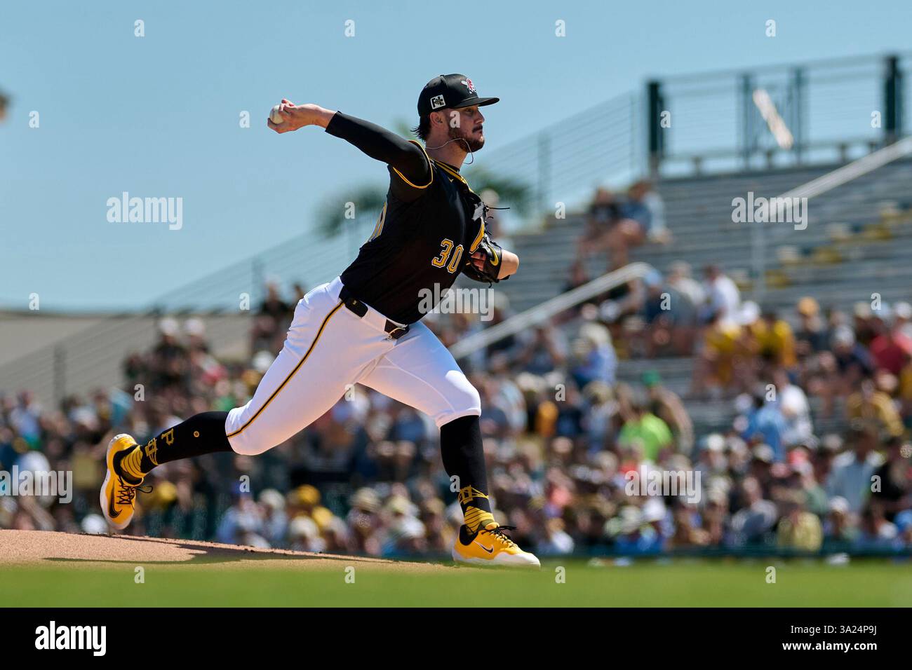 Pittsburgh Pirates pitcher Paul Skenes (30) delivers a pitch during an ...