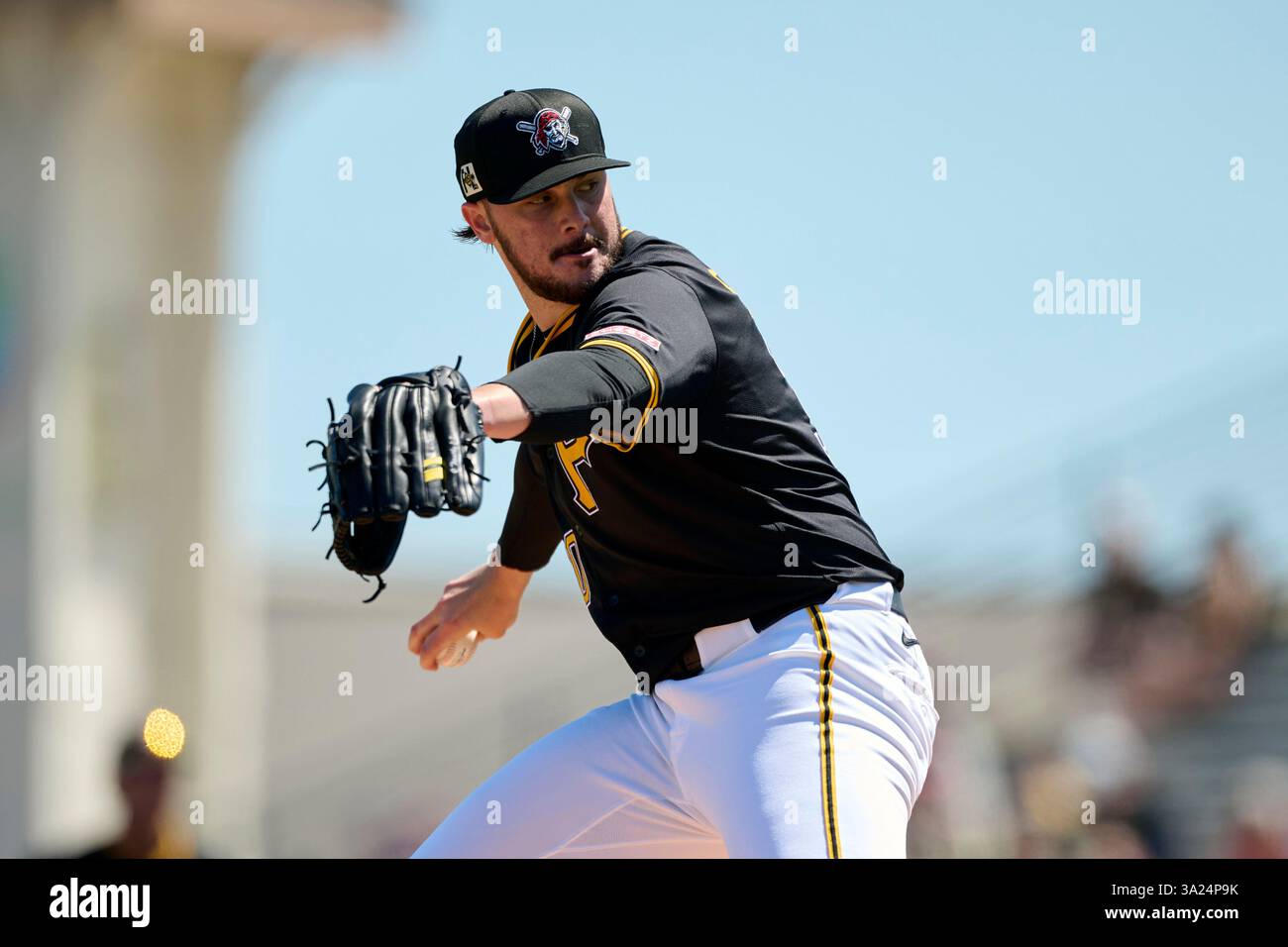 Pittsburgh Pirates pitcher Paul Skenes (30) delivers a pitch during an ...