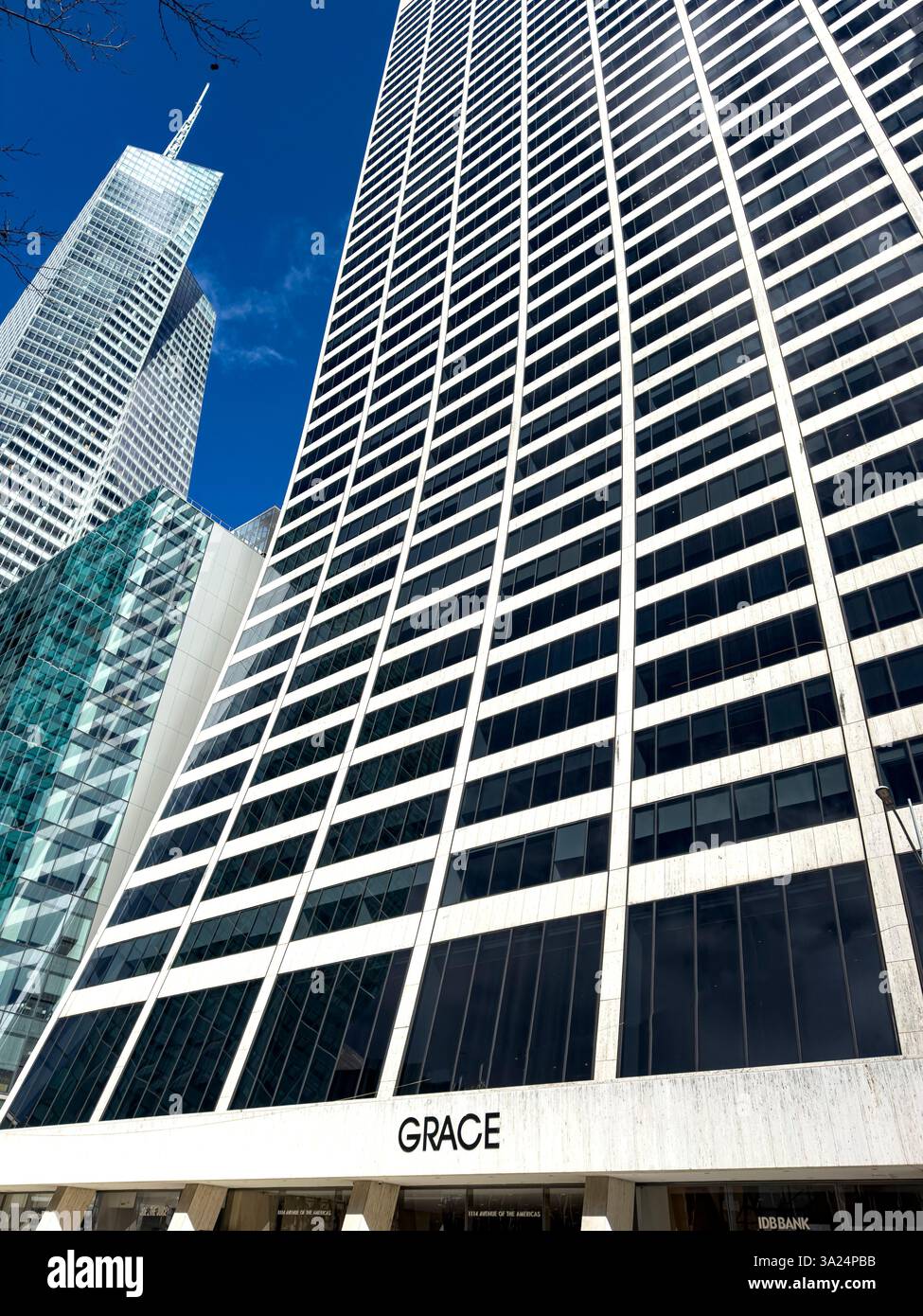 W.R. Grace Building, exterior view of concave slope, West 42nd Street ...