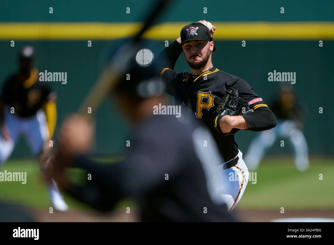 Pittsburgh Pirates pitcher Paul Skenes (30) delivers a pitch during an ...