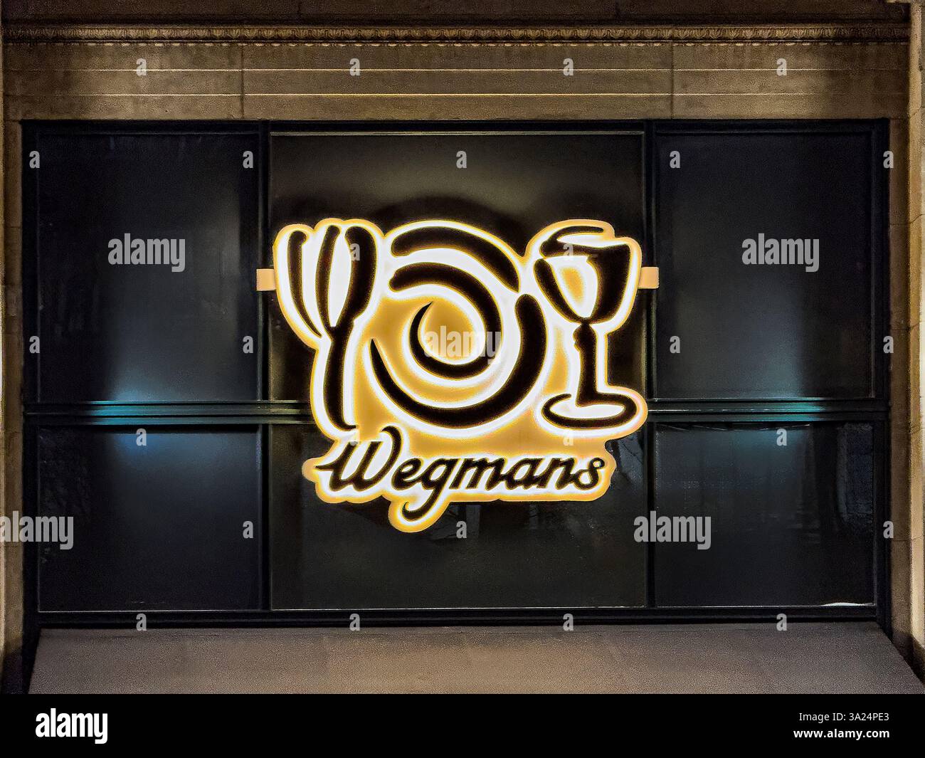 Wegman's, store logo on building exterior, New York City, New York, USA ...