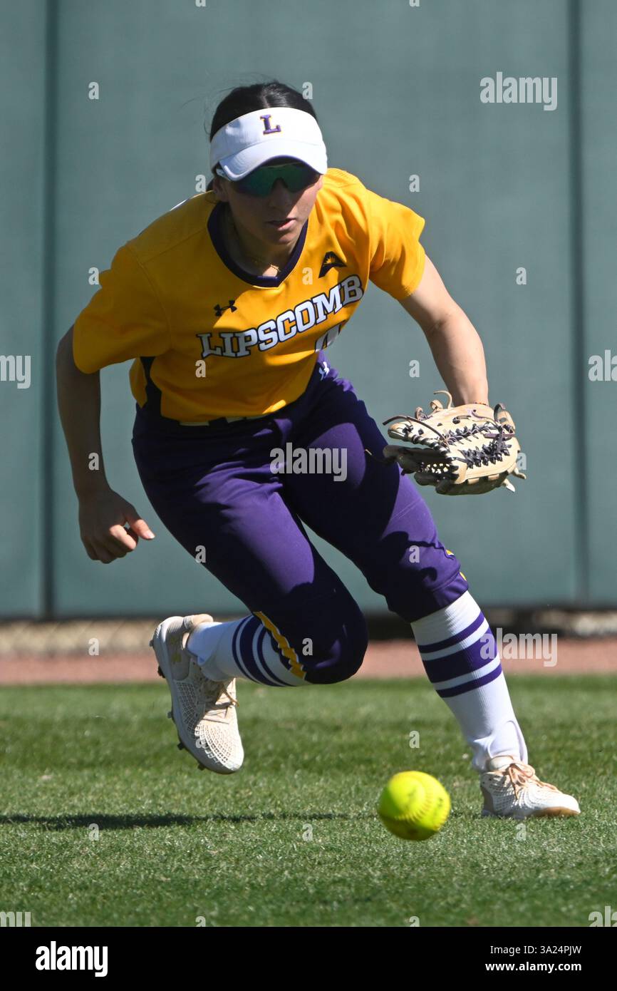 Lipscomb's Elle Smith (43) plays Bucknell in an NCAA softball game on ...