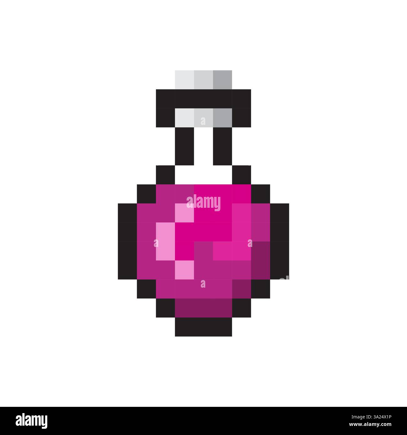 Pixel art potion. Pinkish purple liquid. Gray stopper detail. Vector ...