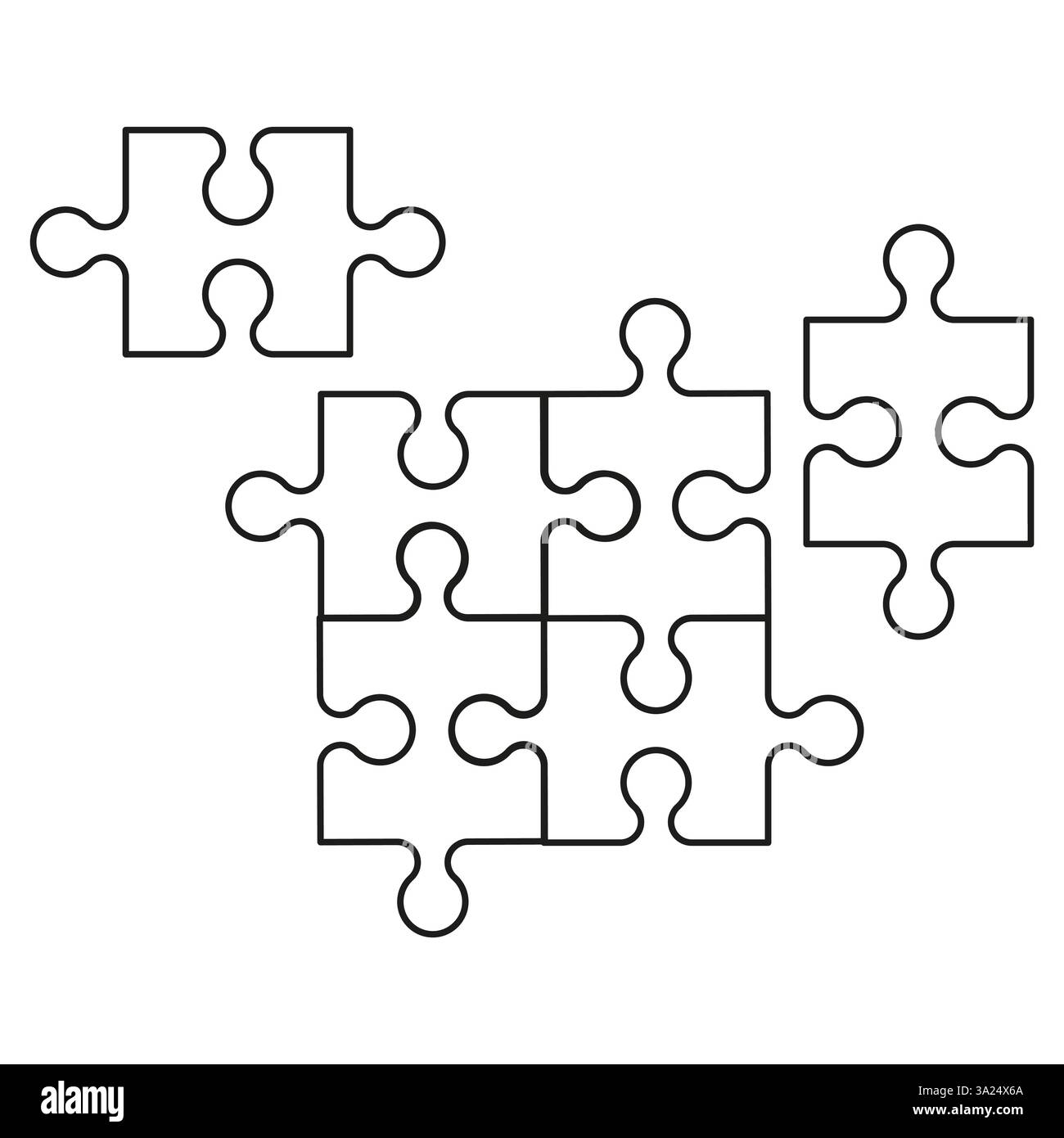 Puzzle outline. Interlocking pieces. Abstract connection shape. Black white design Stock Vector ...