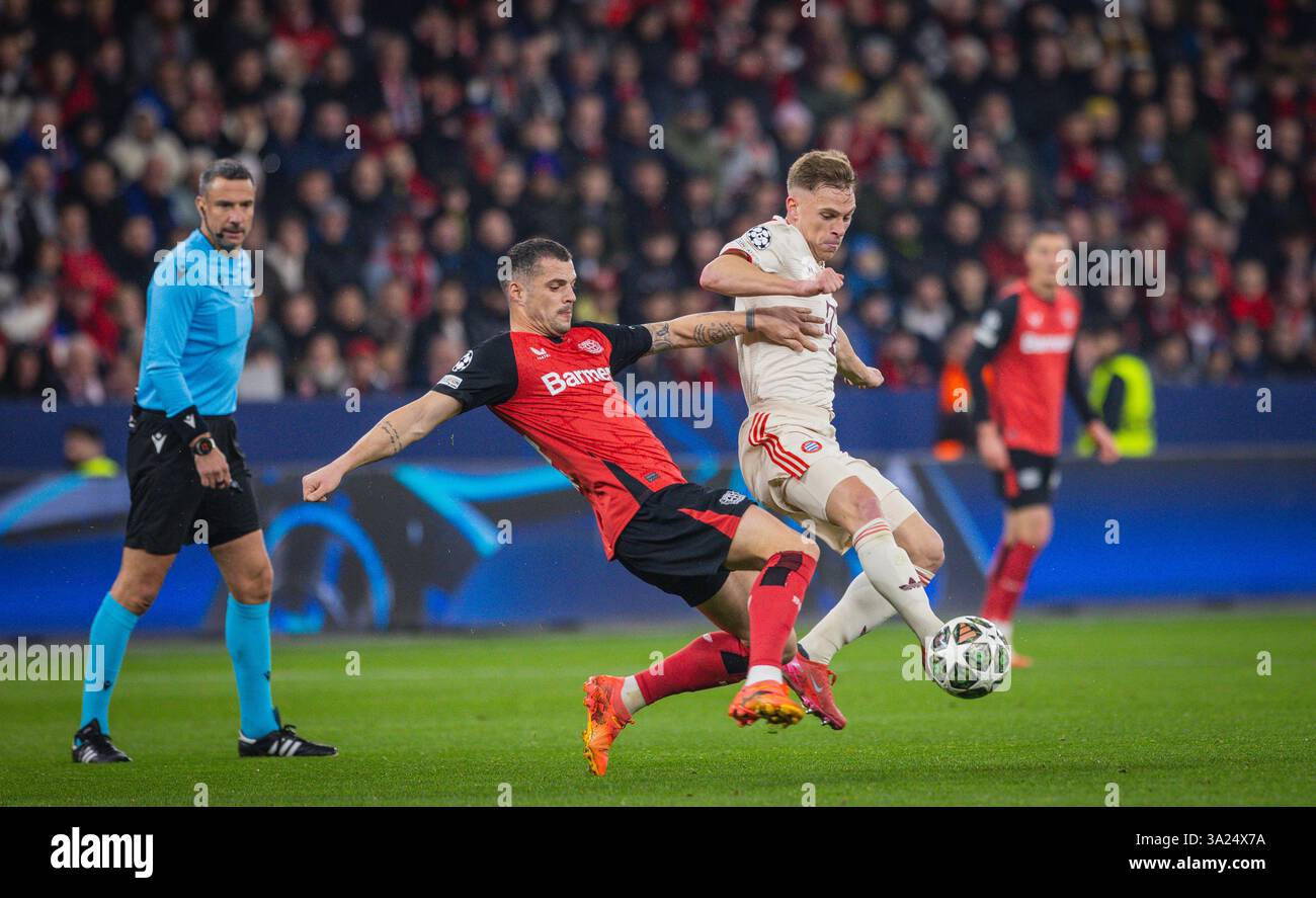 Leverkusen, Germany. 11th Mar 2025. Granit Xhaka (LEV) Joshua Kimmich ...