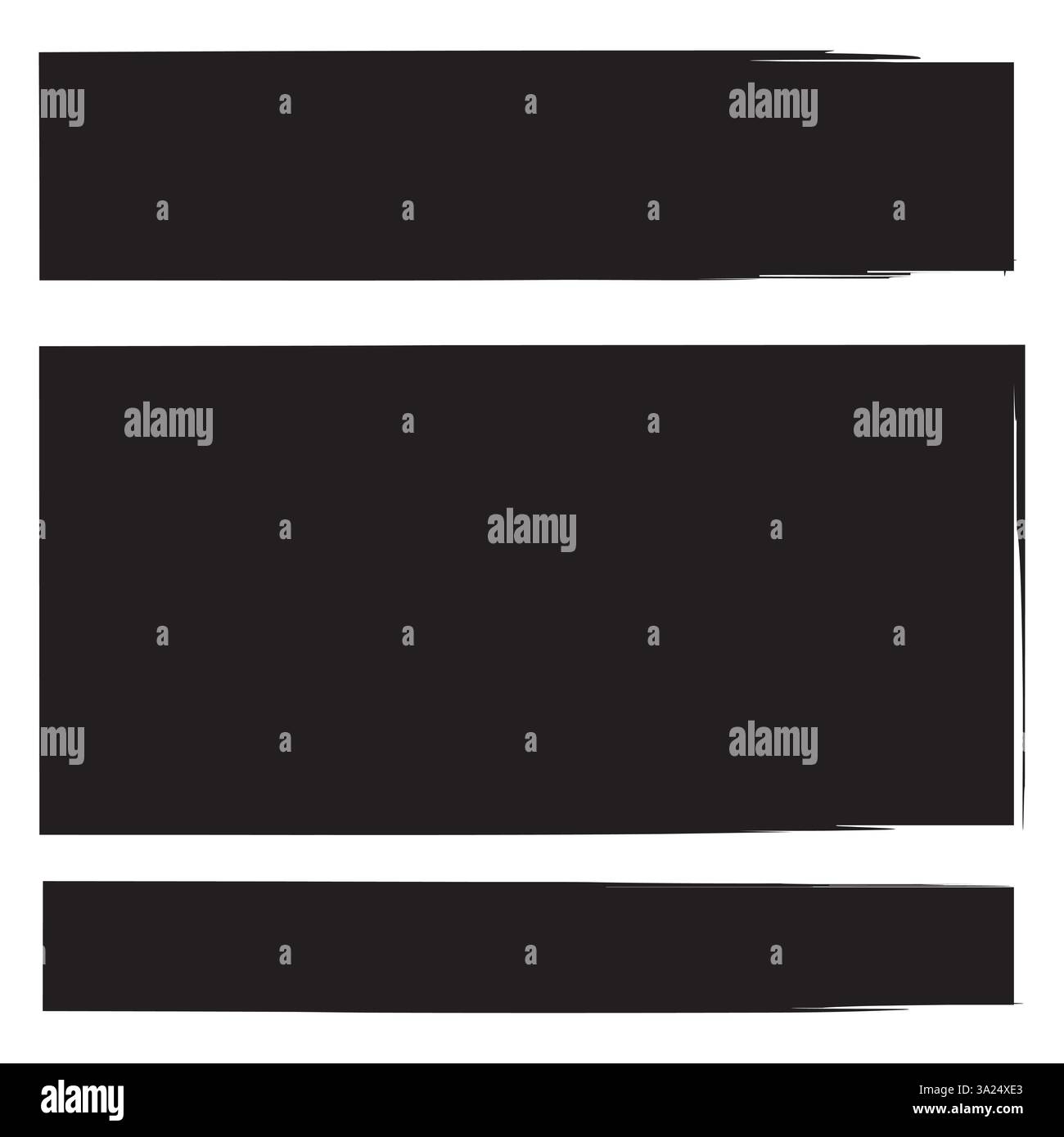 Three black rectangles. Jagged edge design. Horizontal vector shapes ...